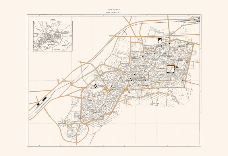 ANCIENT PESHAWAR MAP Map of Peshawar Historical Pakistan - Etsy