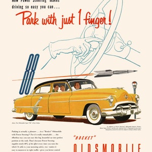 NOSTALGIC CAR POSTER, 1950s Yellow Automobile Ad Print, Retro Mid ...