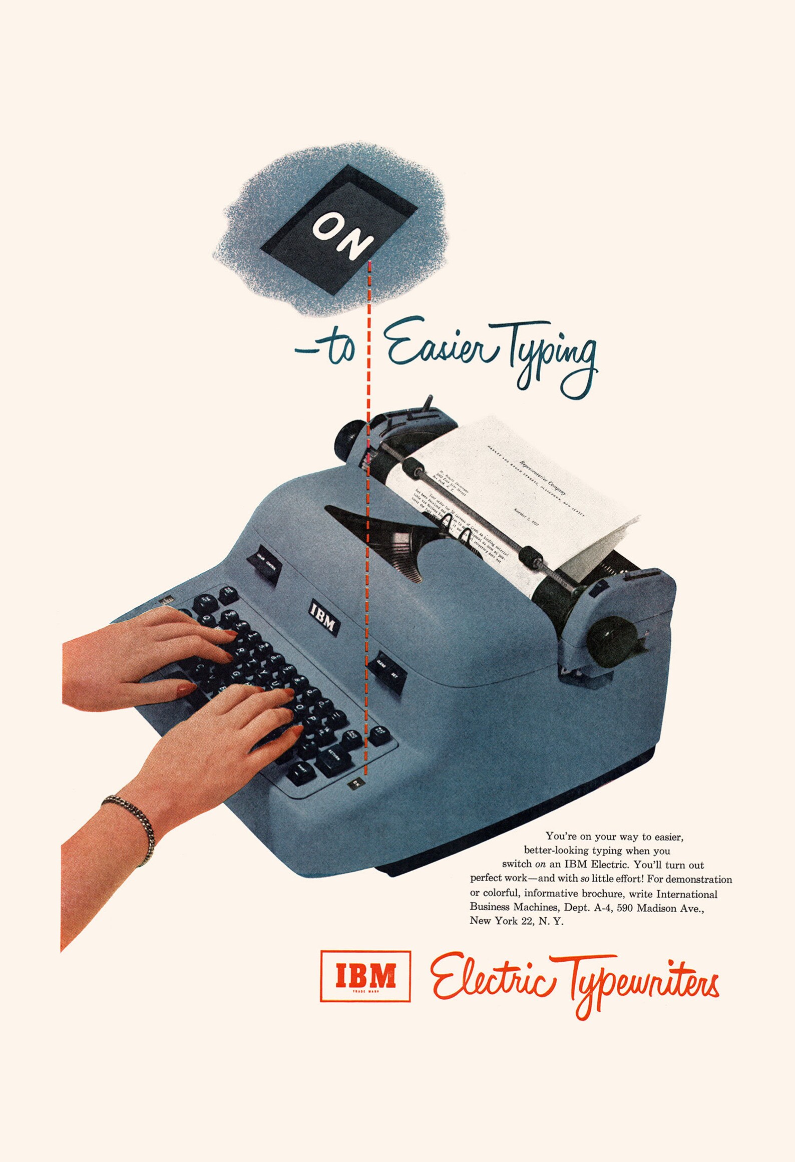 RETRO TYPEWRITER POSTER 1950's Typewriter Print Blue | Etsy