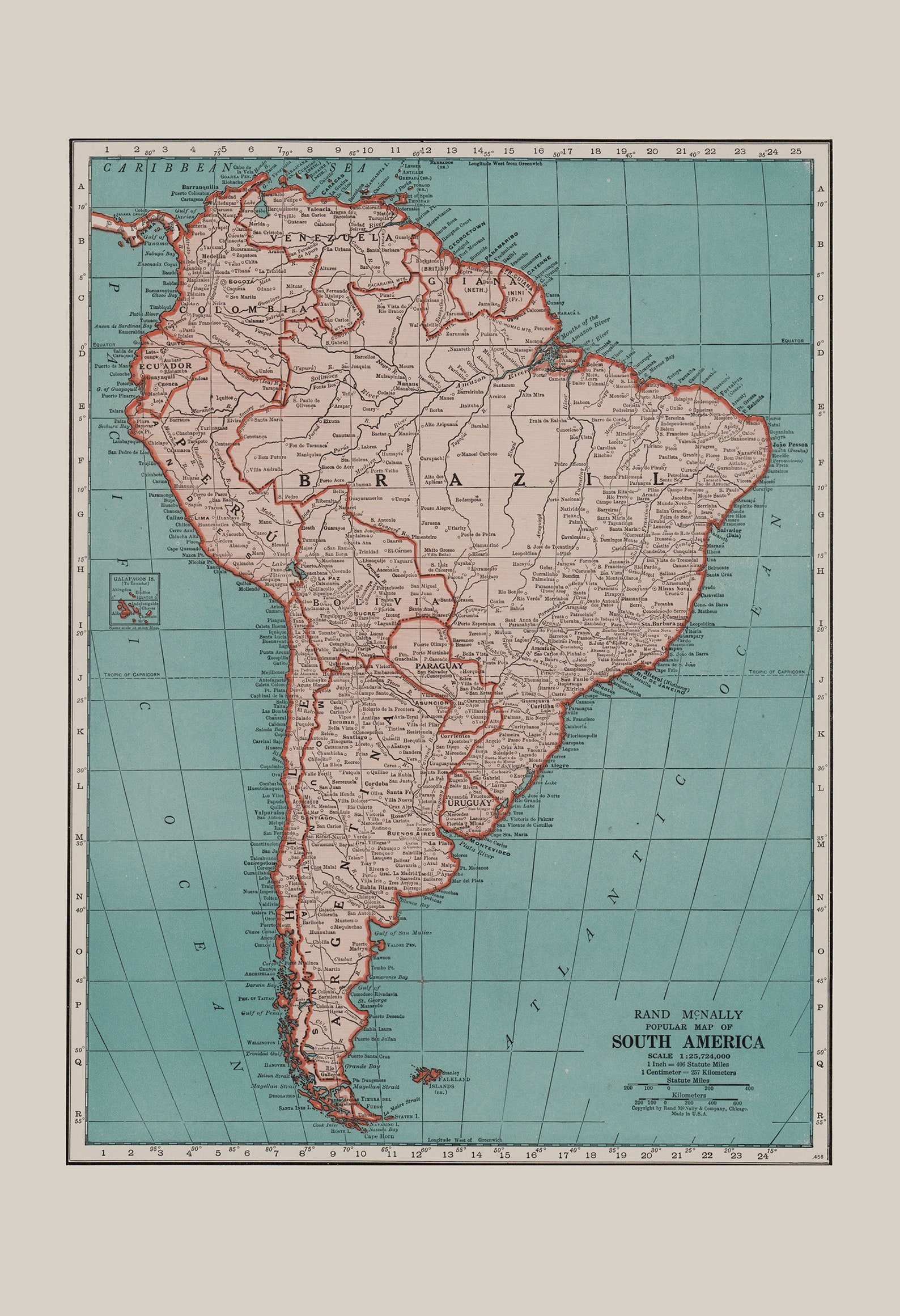 VINTAGE SOUTH AMERICA Map Vintage Map of South America - Etsy