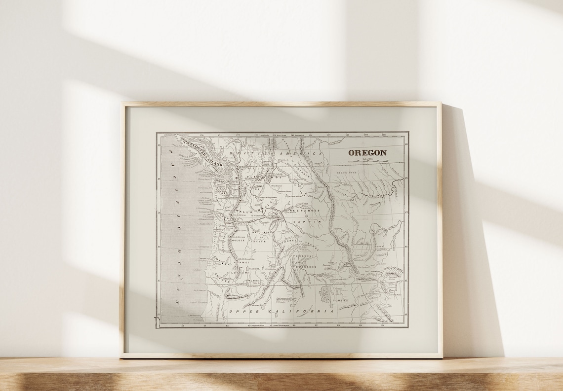VINTAGE OREGON MAP Antique Map of Oregon Professional - Etsy