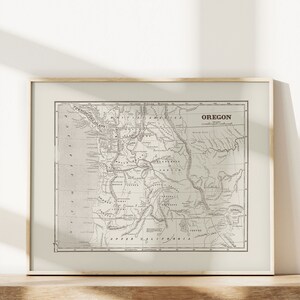 VINTAGE OREGON MAP, Antique Map of Oregon, Oregon State Map, West Coast ...