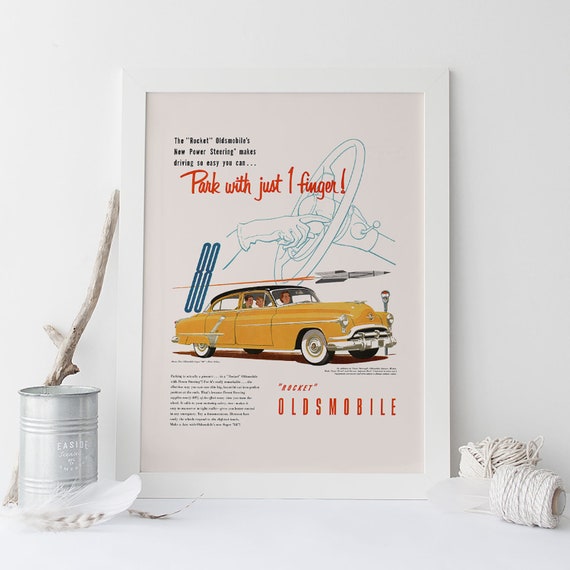 NOSTALGIC CAR POSTER 1950s Yellow Automobile Ad Print | Etsy