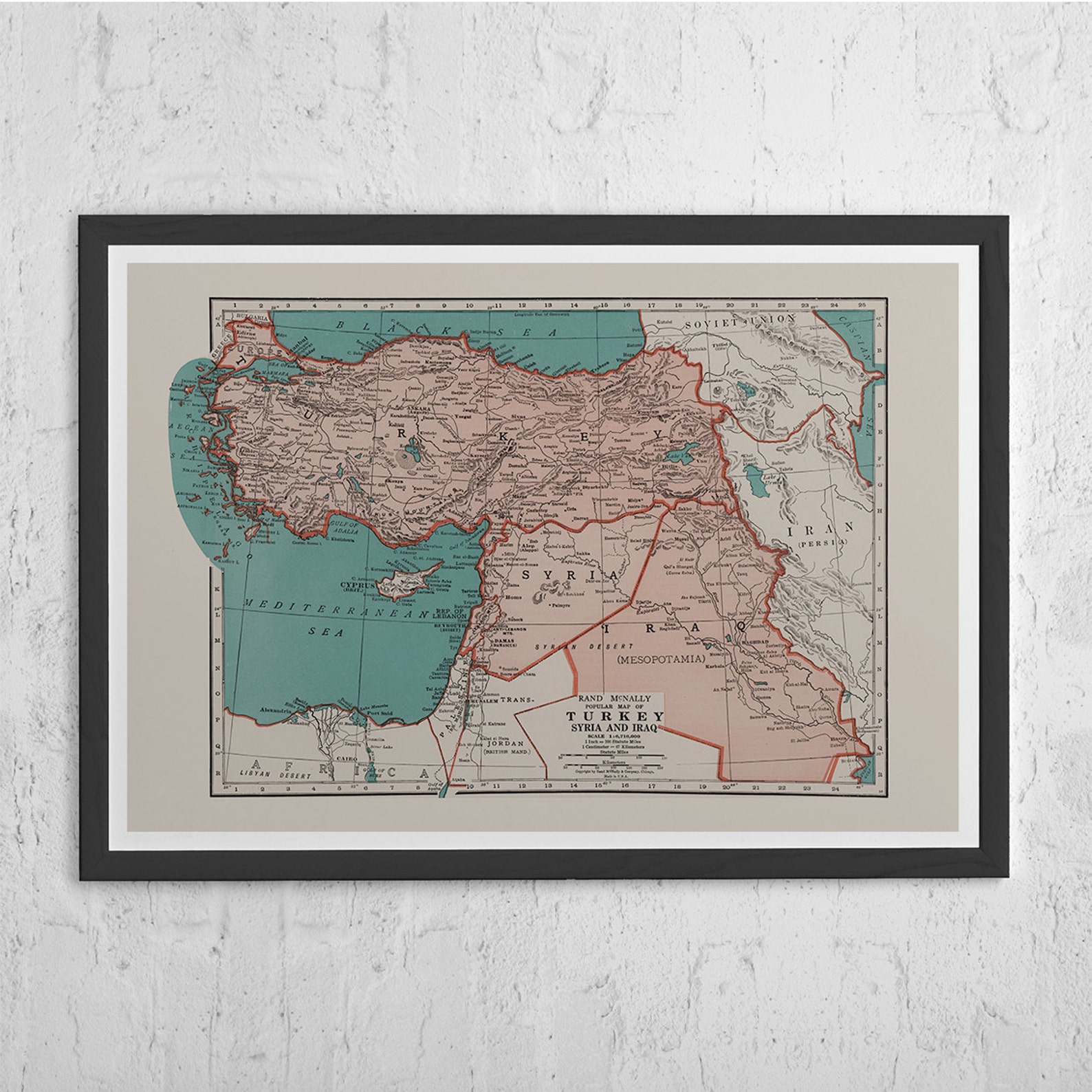 VINTAGE MAP of Turkey Syria and Iraq Vintage Map of Turkey | Etsy