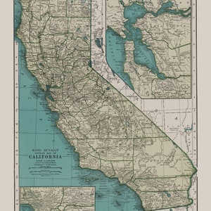 CALIFORNIA STATE MAP, Vintage Map of California, Antique Map Print ...