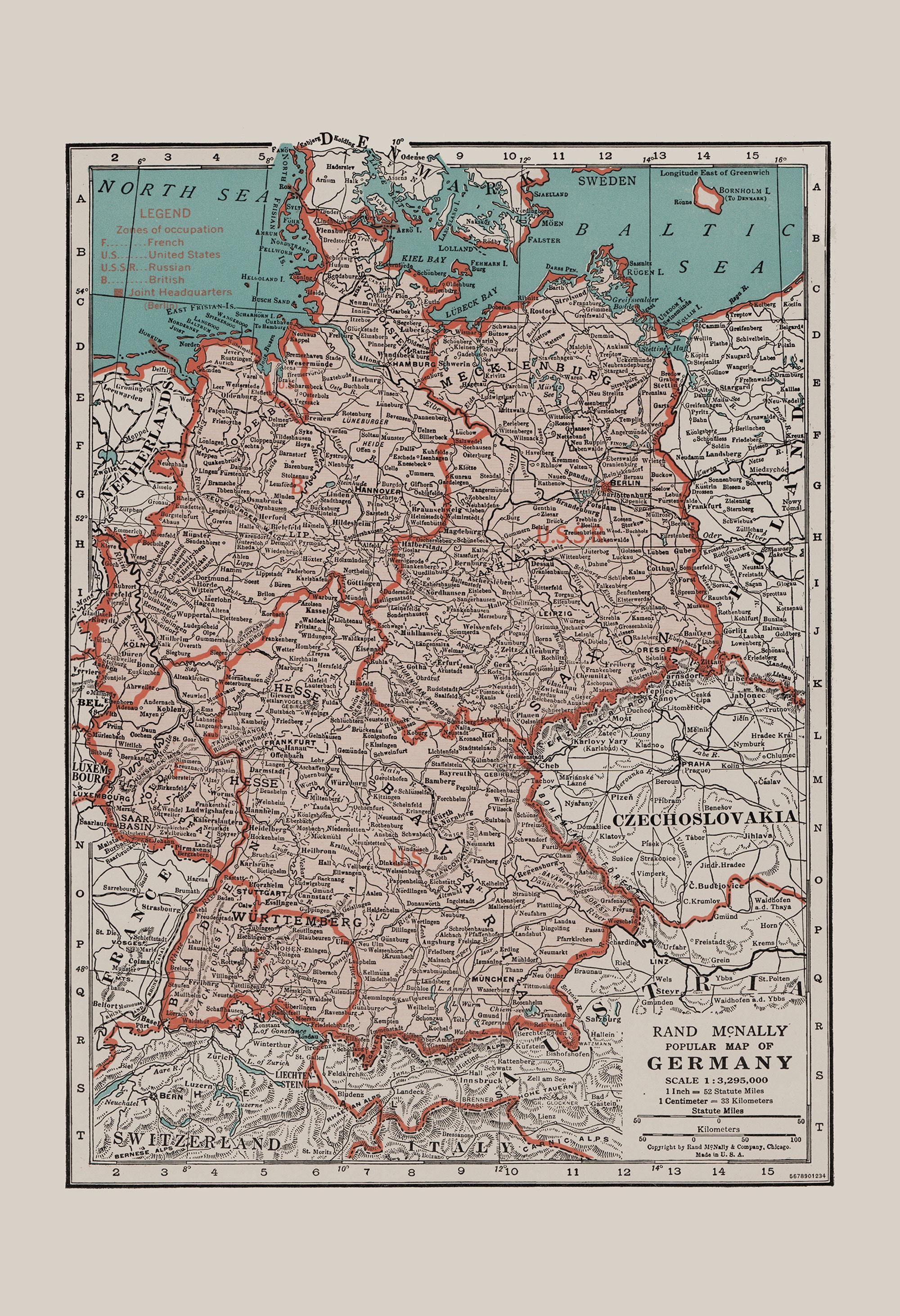 VINTAGE GERMANY MAP Vintage Map of Germany Wall Art - Etsy