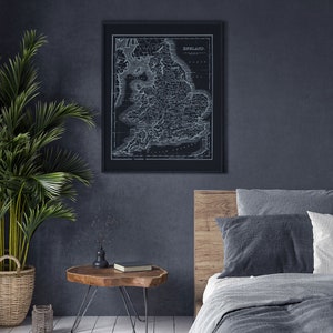 MINIMALIST ENGLAND MAP Blueprint Map of England Vintage - Etsy