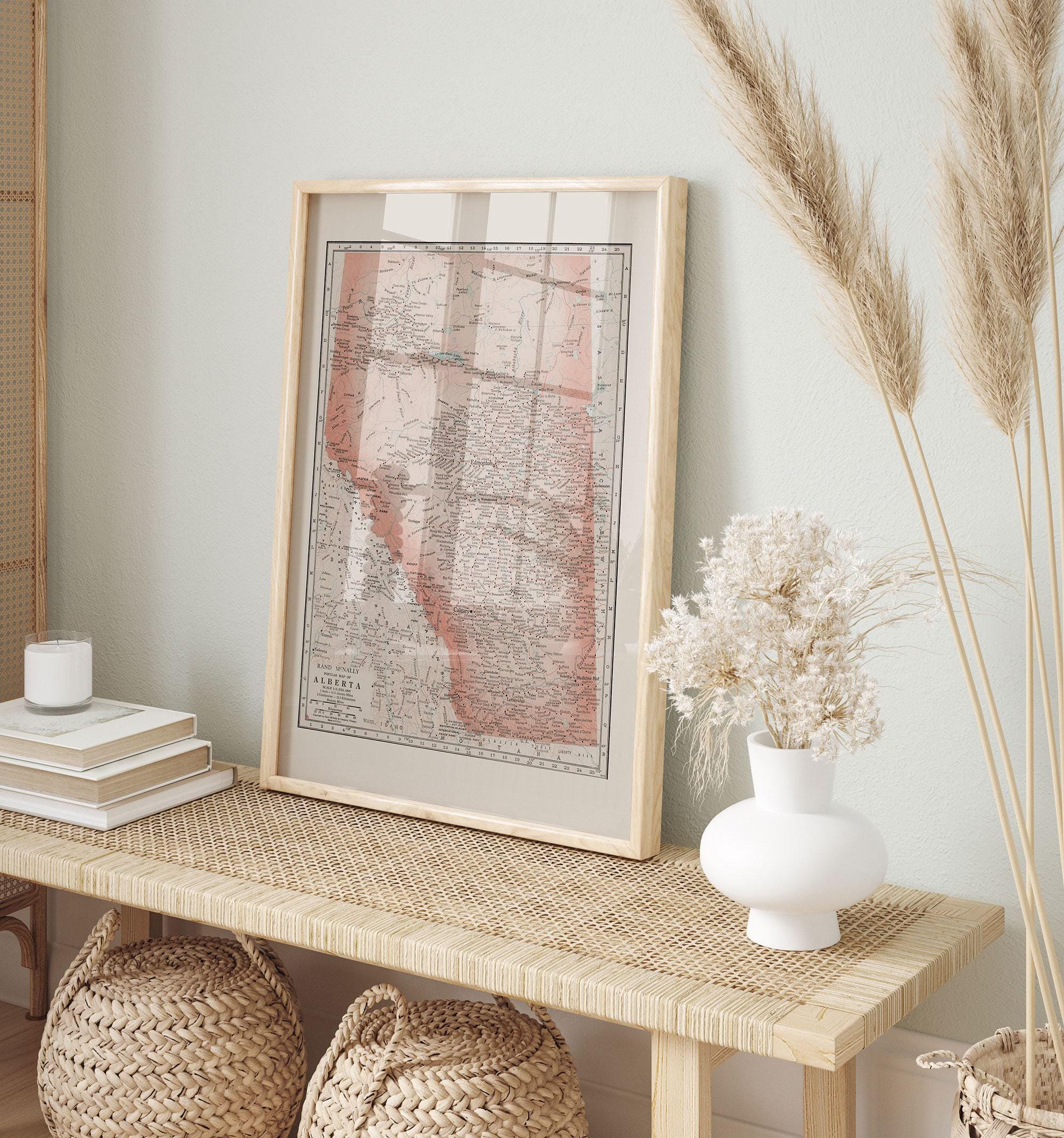 ALBERTA CANADA MAP, Vintage Map of Alberta, Canada Wall Art, Vintage ...