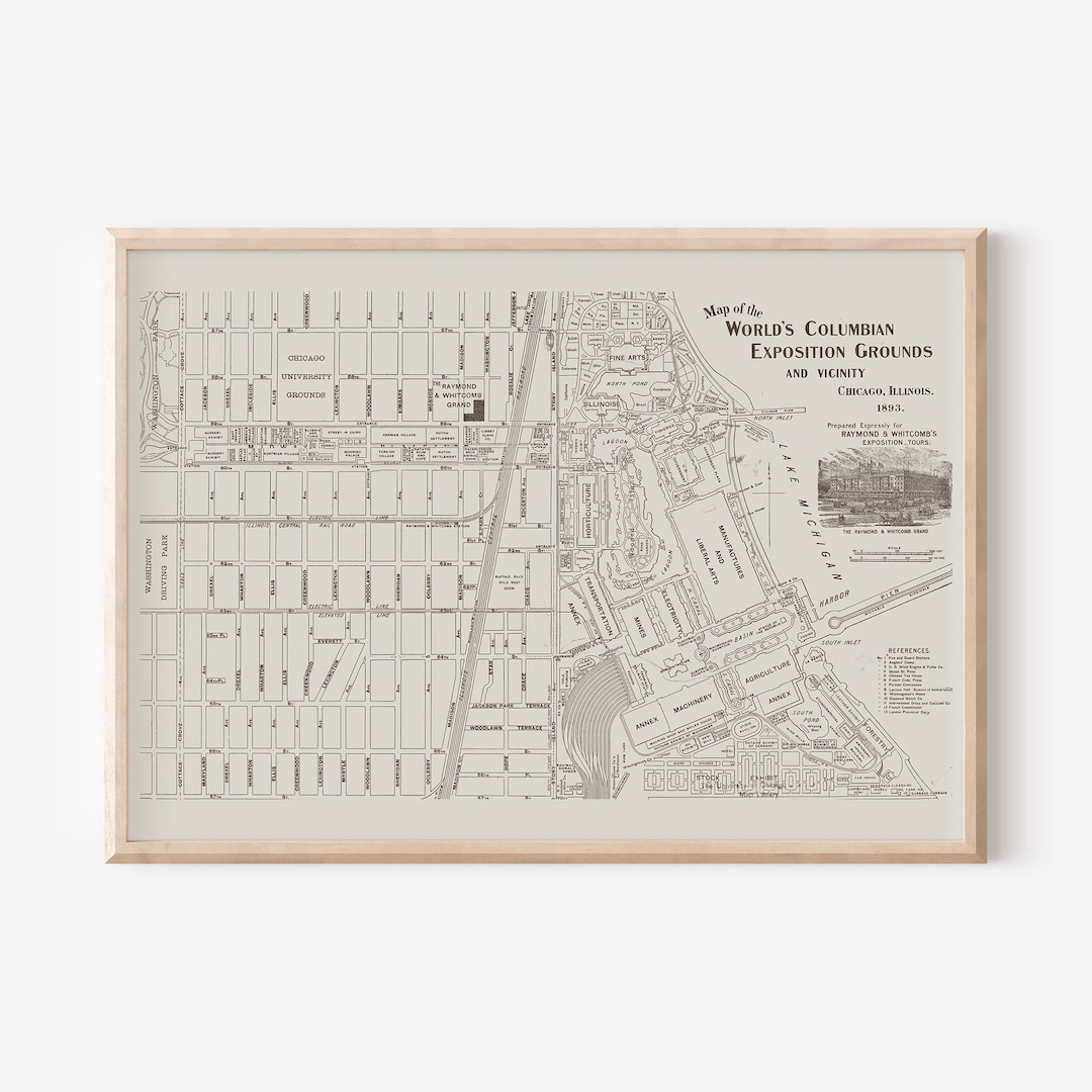 CHICAGO WORLD FAIR Map, World Fair Exposition Map, Vintage Map of ...