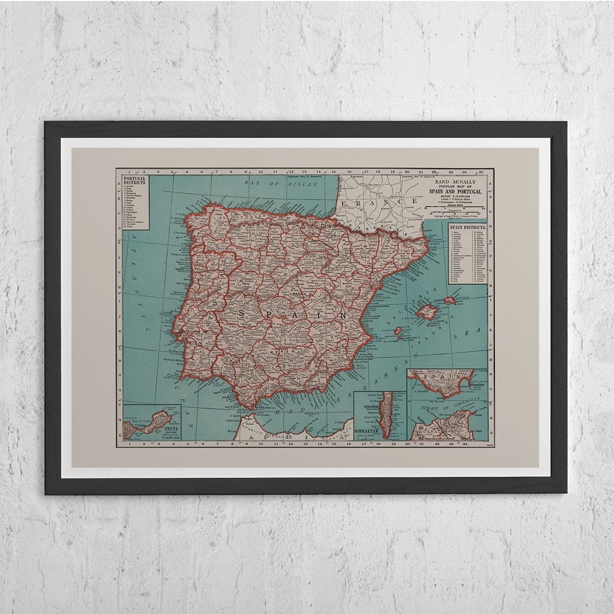 SPAIN MAP PRINT Vintage Map of Spain Antique Map Print | Etsy