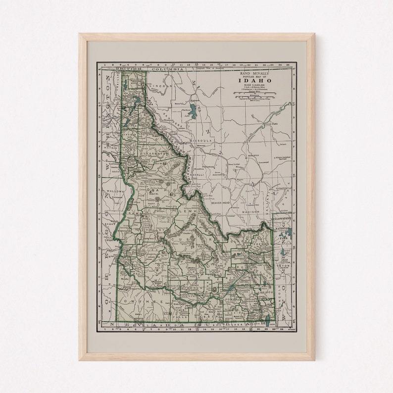 IDAHO MAP PRINT Vintage Map of Idaho High Quality - Etsy