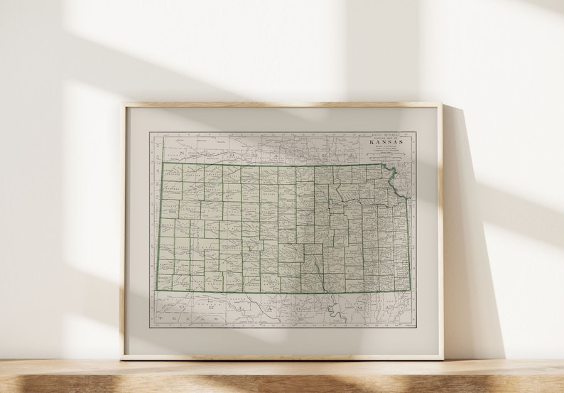 KANSAS MAP PRINT Vintage Map of Kansas Old Map Print - Etsy