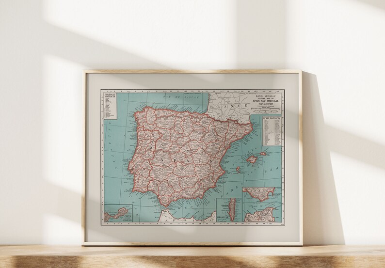 SPAIN MAP PRINT Vintage Map of Spain Antique Map Print - Etsy