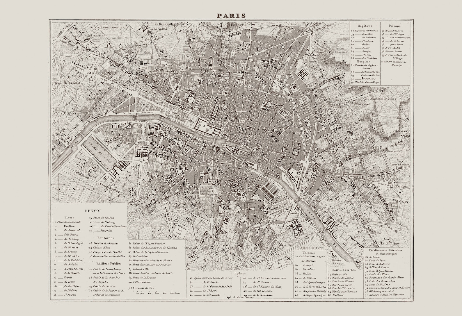 ANTIQUE PARIS MAP Map of Paris Historical Paris Map - Etsy