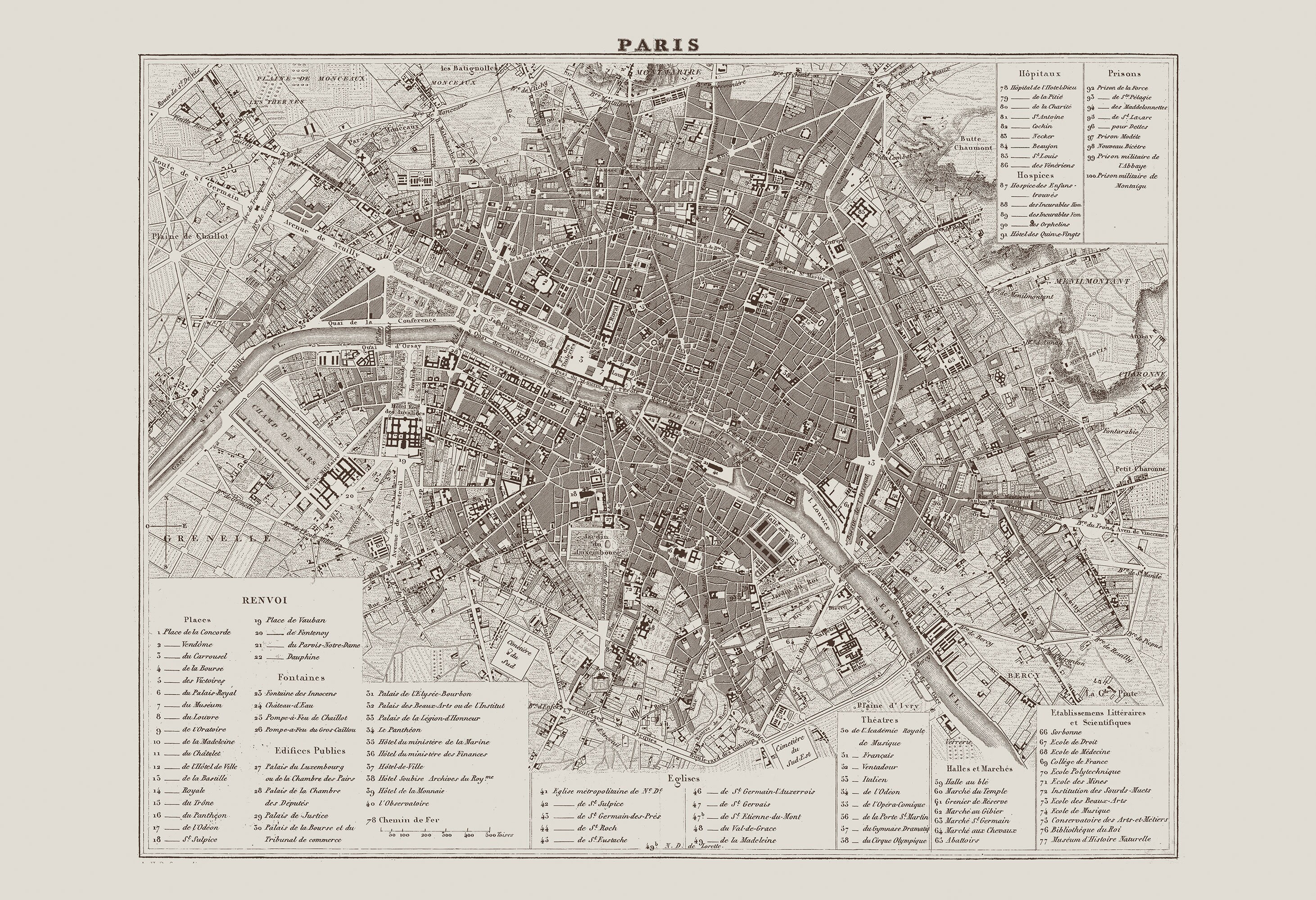 ANTIQUE PARIS MAP Map of Paris Historical Paris Map - Etsy Canada