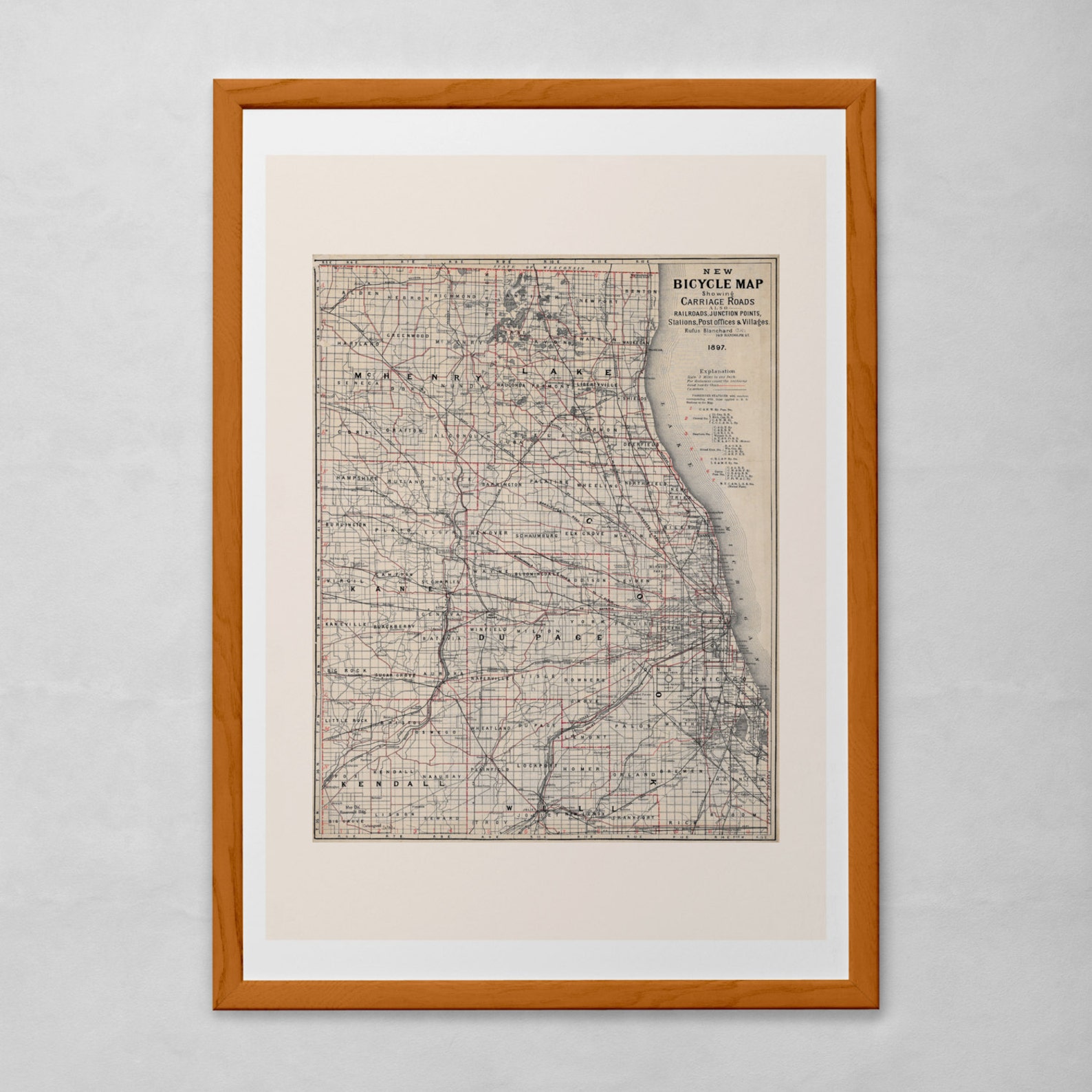 1892 BICYCLE MAP of CHICAGO Retro Map of Wisconsin Bicycle | Etsy Canada