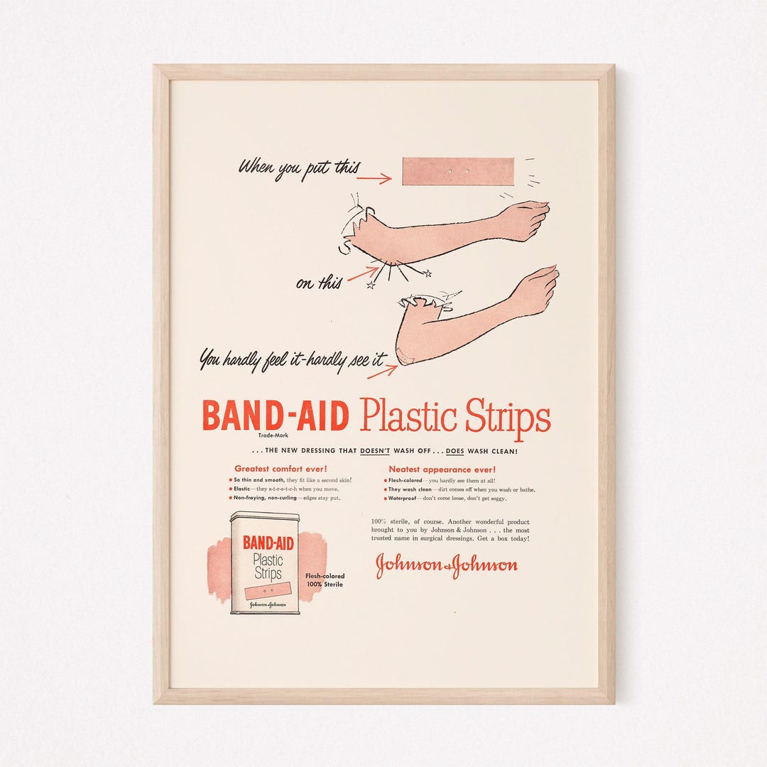VINTAGE BANDAGE AD, Retro Mid-century Medical, Vintage Laundry Room ...