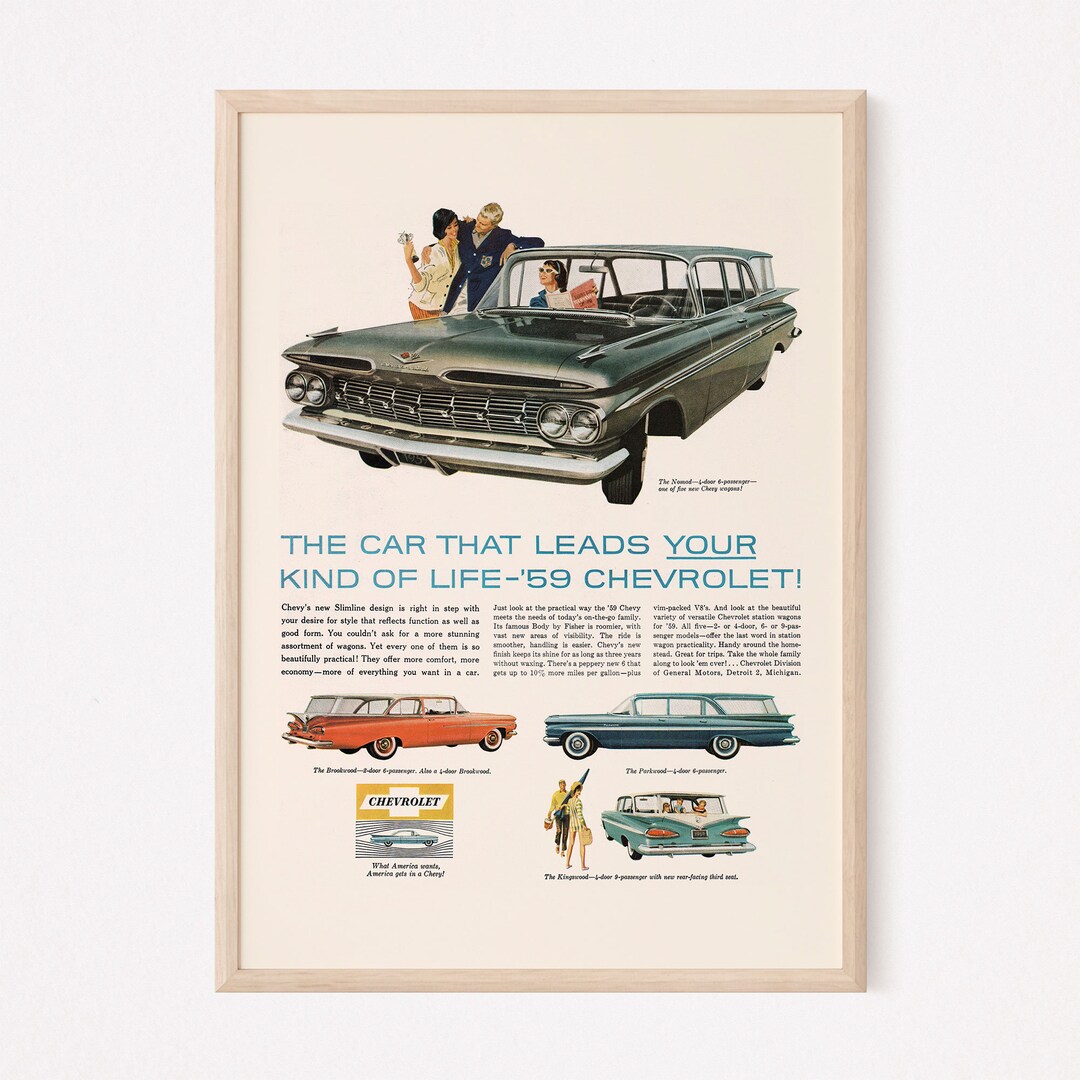 VINTAGE 1959 CAR Ad, Classic Station Wagon Ad, Retro Car Poster ...