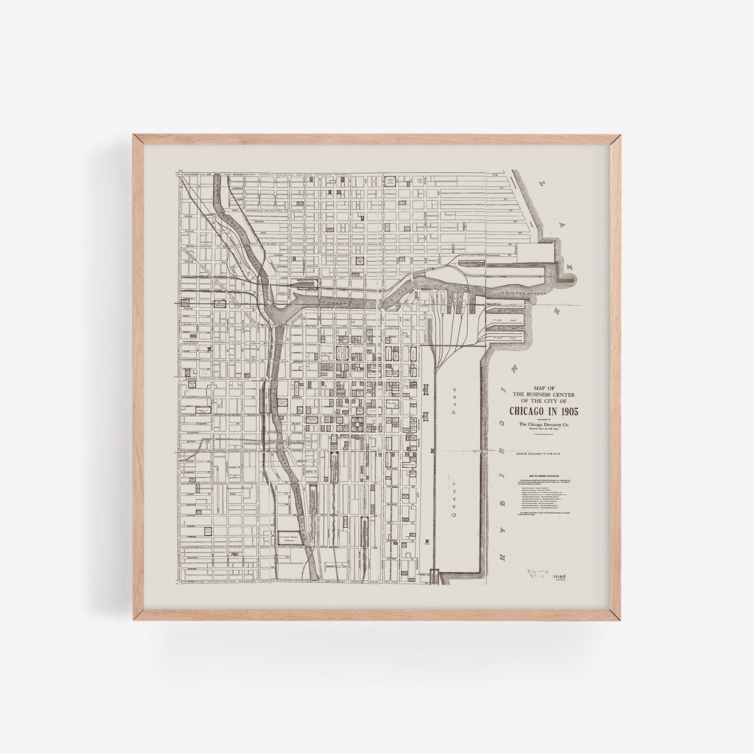 1905 CHICAGO MAP, Retro Map of Chicago Map Print, Minimalist Chicago ...