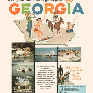 VINTAGE GEORGIA TRAVEL Poster, Retro Travel Ad, Retro Georgia Poster U ...