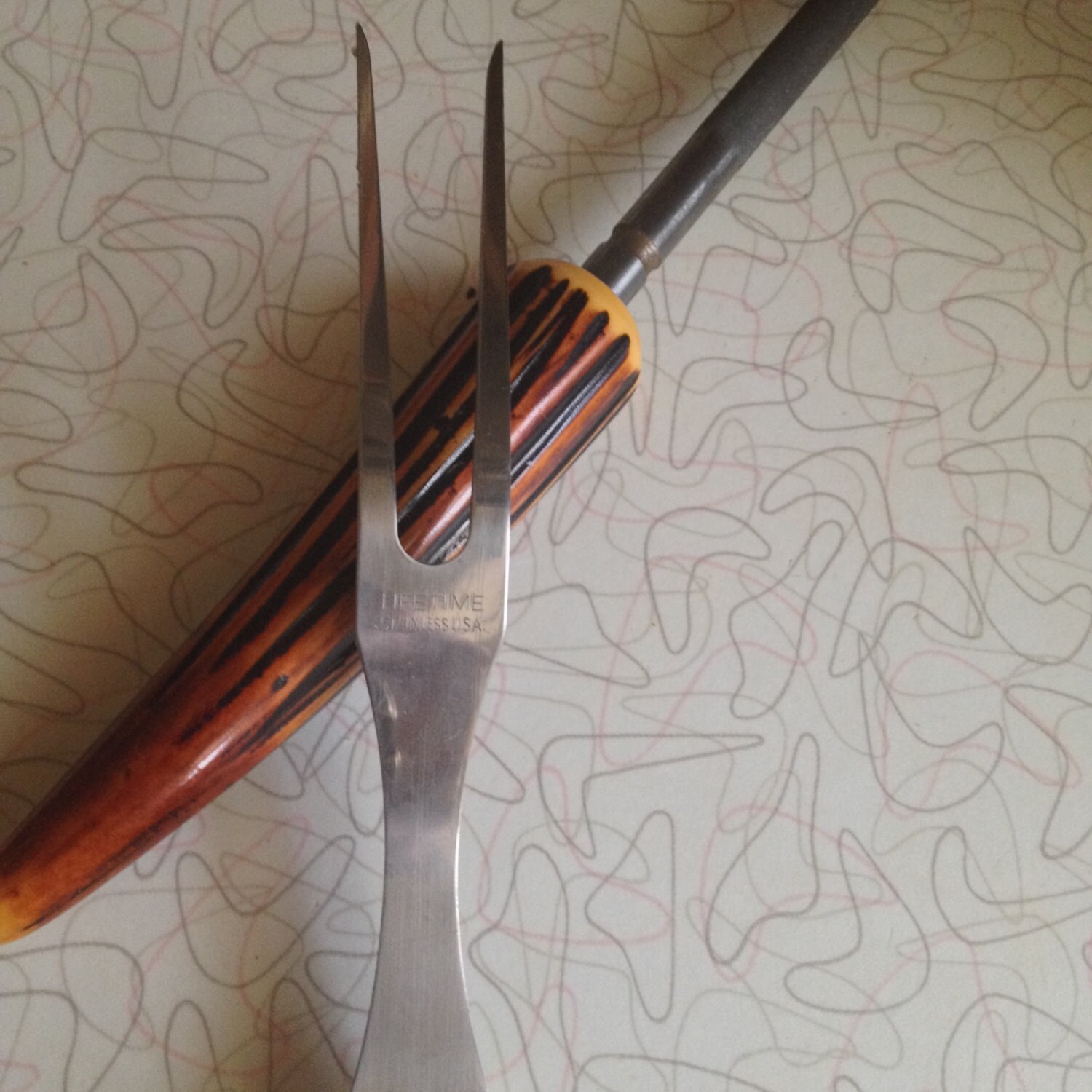 Bakelite Handle Cutlery Fork Antler Design Carving Fork With - Etsy