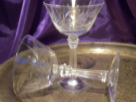 Fostoria Champagne Glasses Set of Two Cynthia Pattern Heavy | Etsy