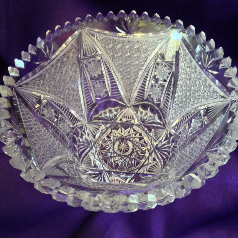 Brilliant Cut Crystal Bowl, Bohemian Queens Lace Style Candy, Nut ...