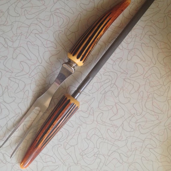 Bakelite Handle Cutlery Fork Antler Design Carving Fork With - Etsy