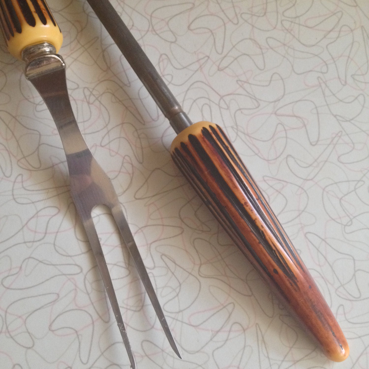 Bakelite Handle Cutlery Fork Antler Design Carving Fork With - Etsy