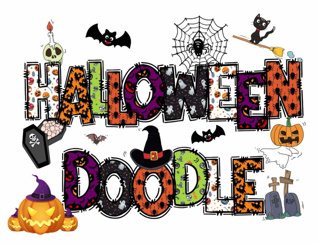 Personalized Halloween Doodle Font Alphabet T-shirt - Etsy