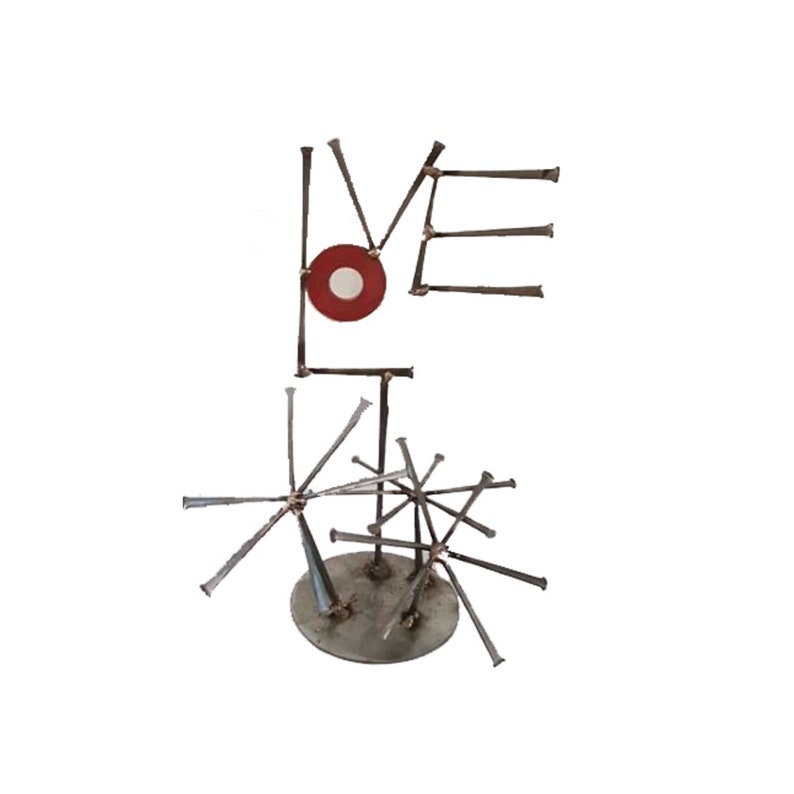 Abstract Welded Metal Art LOVE Table Sculpture - Perfect Valentine's ...