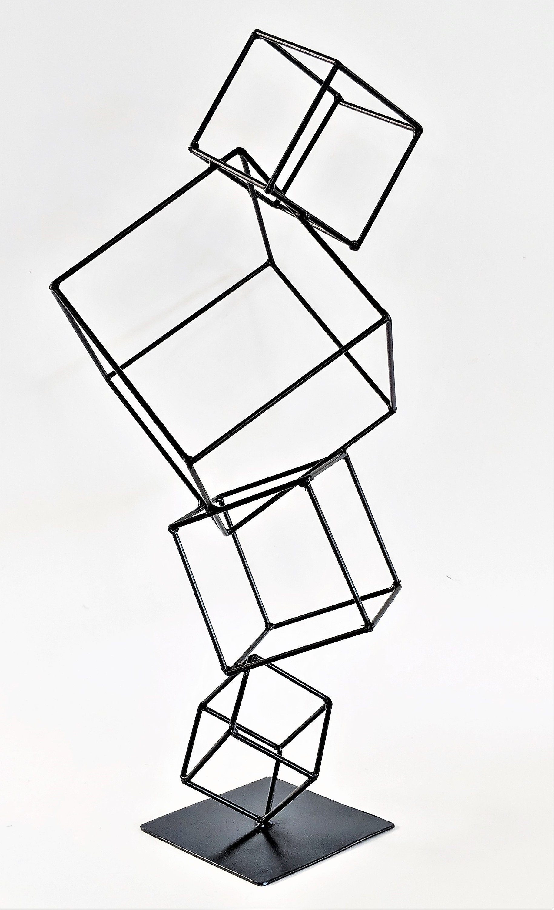 Hand Welded Metal Cubes Table Sculpture - Etsy