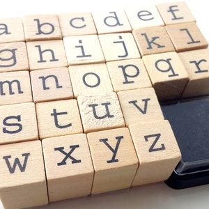 Wooden Alphabet Stamp Set Including 1 Black Ink Pad | Etsy
