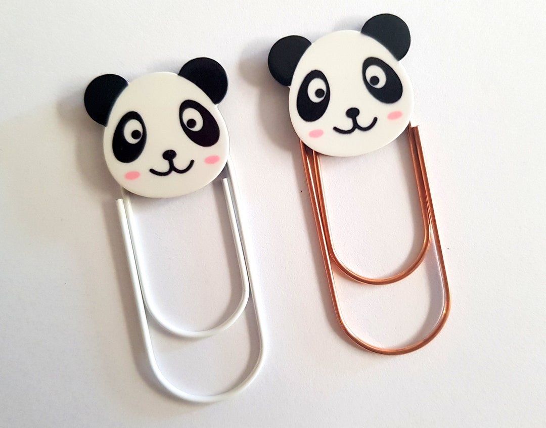 2 Kawaii Panda Paper Clips Wide Paper Clip White and Rose - Etsy