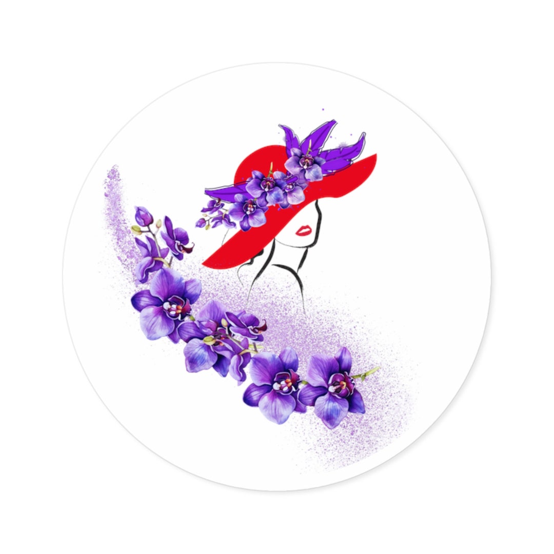 Red Hat Lady Round Stickers, Indooroutdoor, Red Hat Sticker for Car or ...