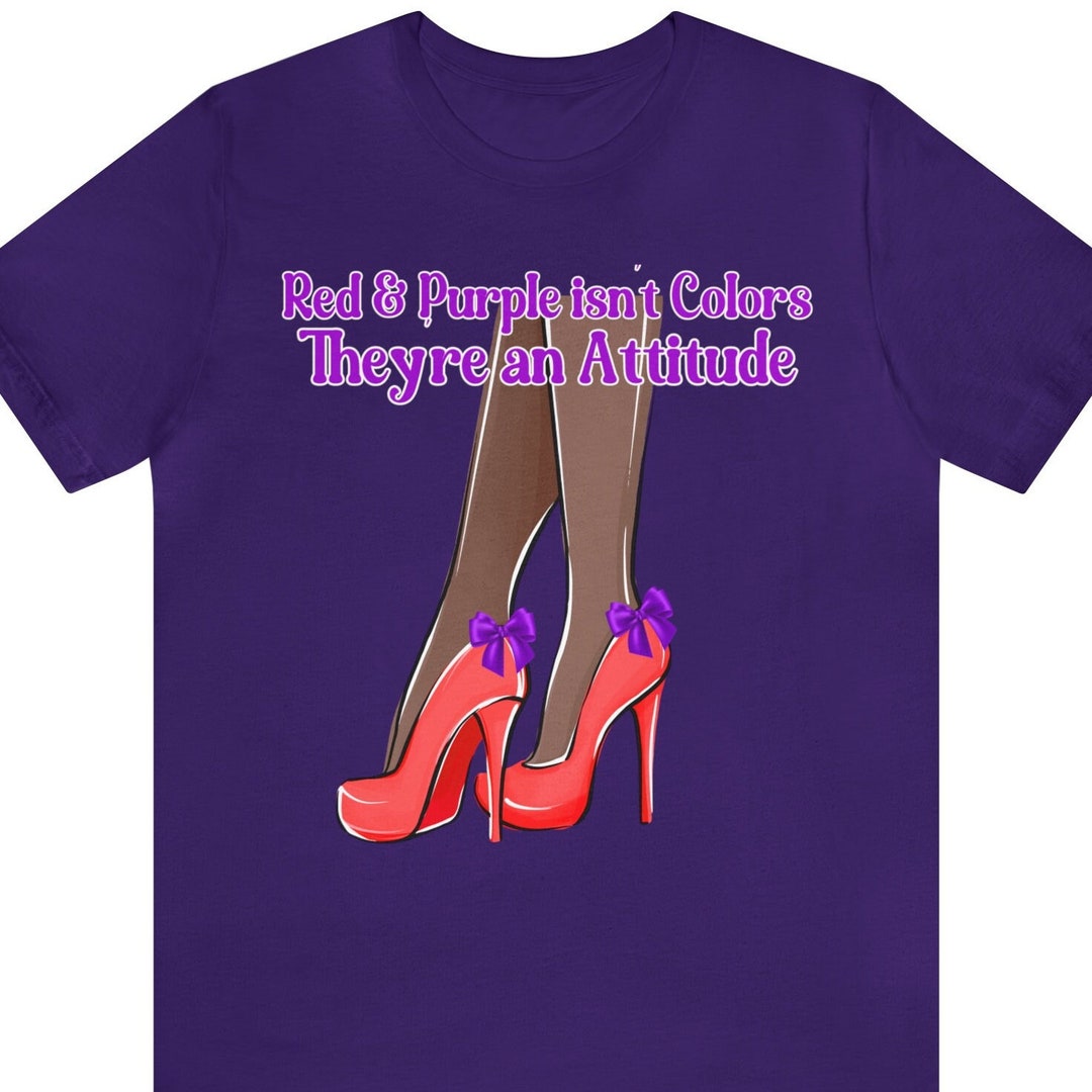 Red & Purple Attitude Shirt - Red Hatter Tee - Etsy