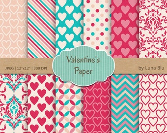 Heart Digital Paper Pack: Hearts and Dots | Etsy