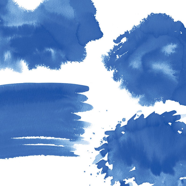 Watercolor splash clipart blue watercolor brush strokes blue | Etsy