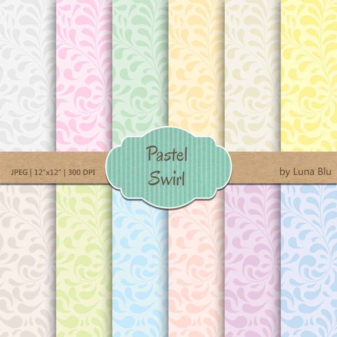 Swirl Digital Paper: "pastel Swirl" Pastel Digital Paper, Swirl Pattern ...