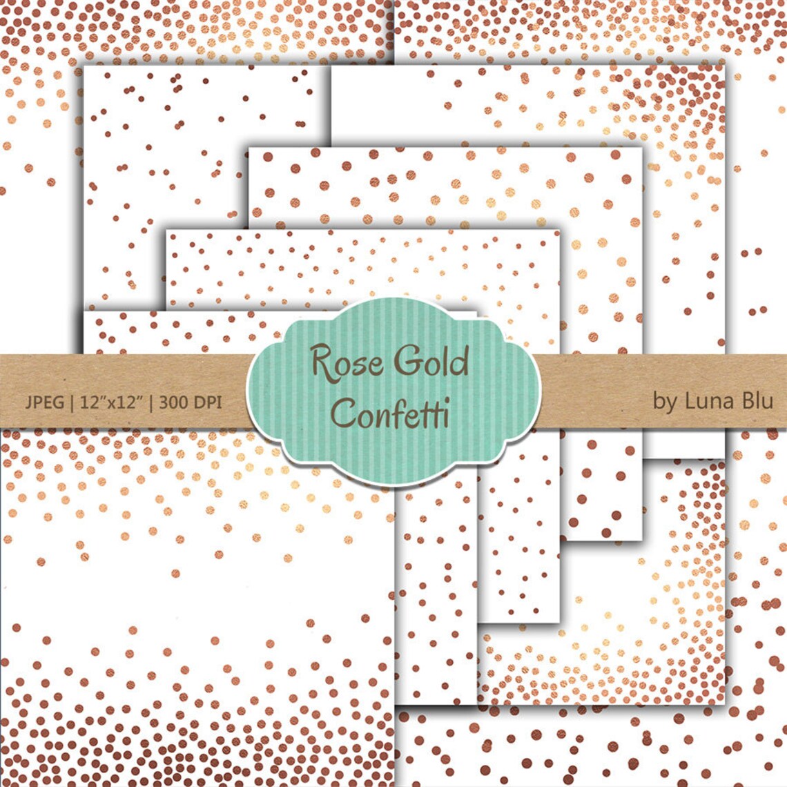 Confetti Digital Paper: rose Gold Confetti Rose | Etsy