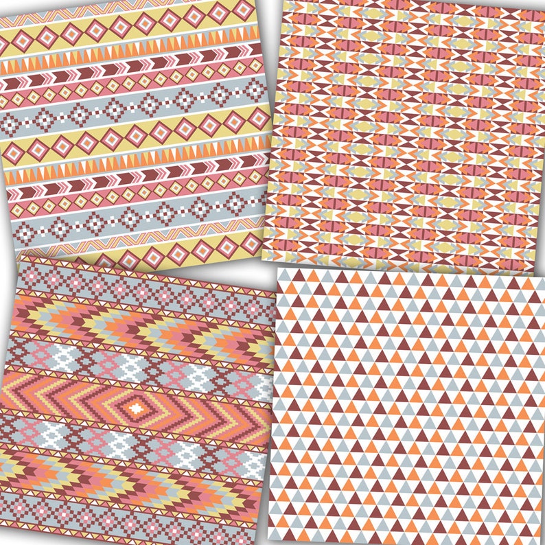 Tribal Digital Paper: Tribal Patterns in Pantone - Etsy