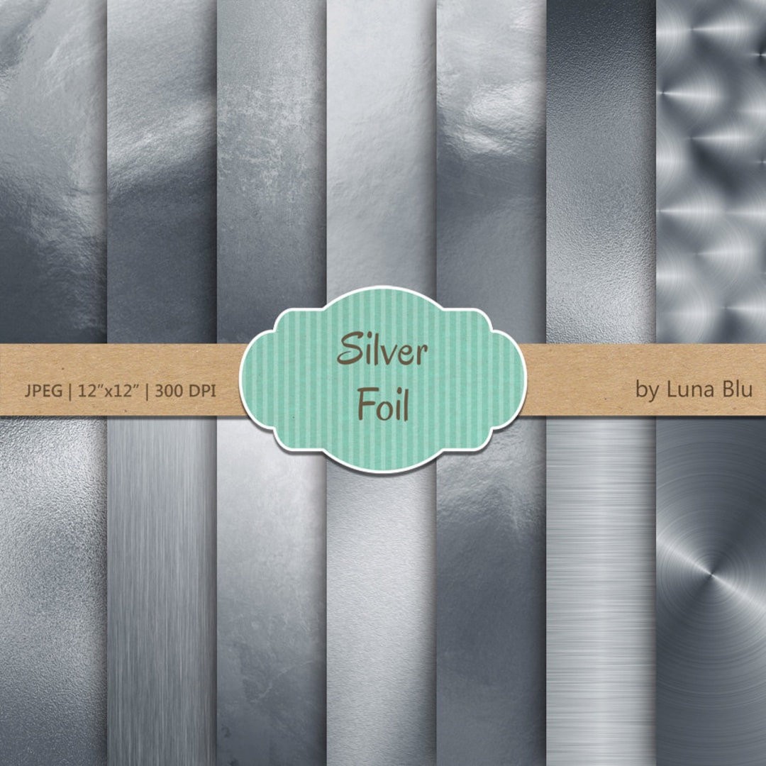 Silver Foil Digital Paper: Metallic Textures (JPG, 12x12, 300dpi) - Etsy