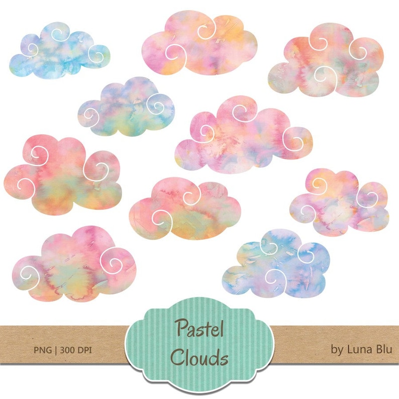 Cloud Clipart Baby Shower clipart gender reveal rain clouds | Etsy