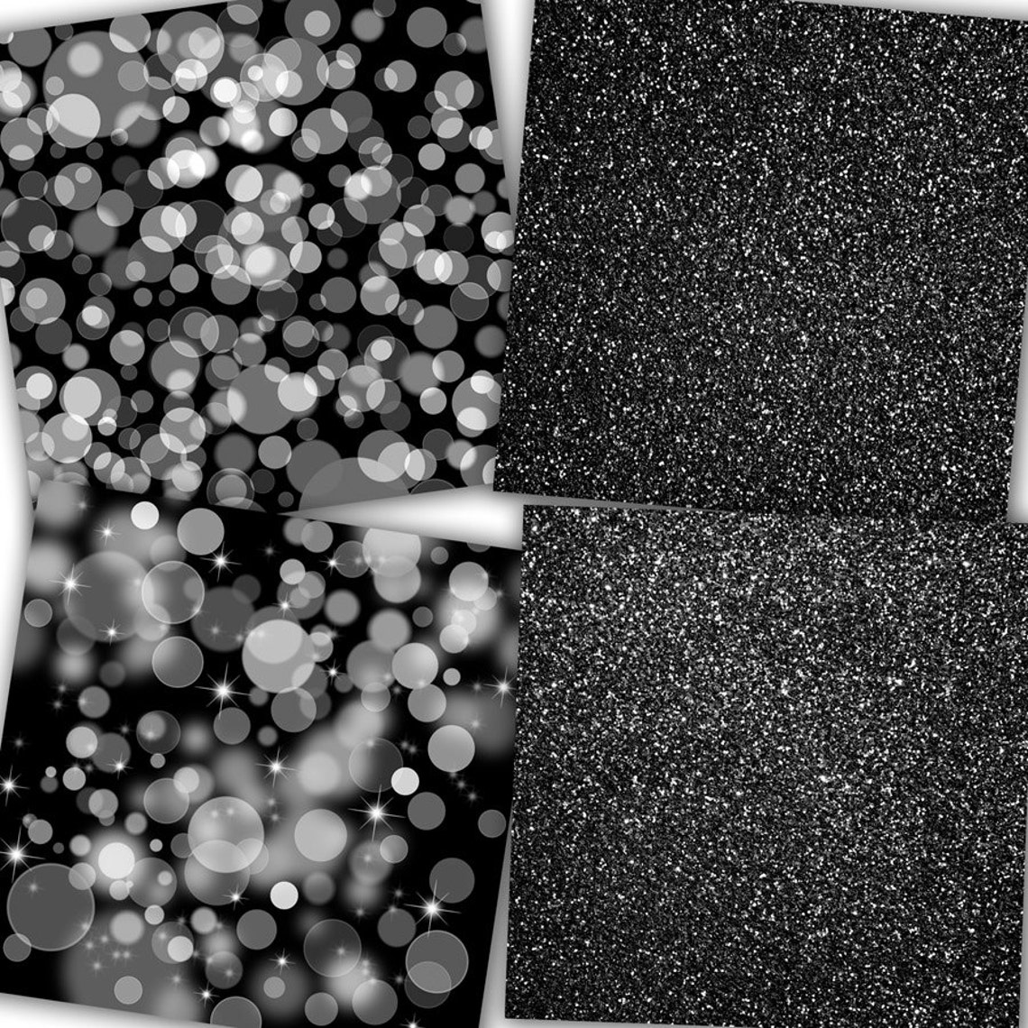 Black Digital Paper: black Glitter and Bokeh Black - Etsy