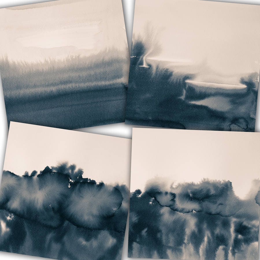 Indigo Digital Paper Indigo Watercolor Digital Paper hand | Etsy