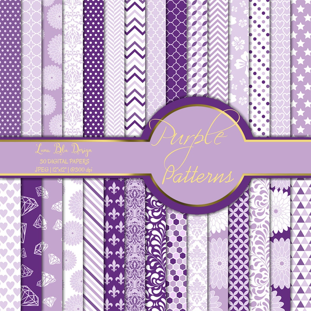 Purple Digital Paper Pack, Purple Digital Background, Purple Scrapbook ...
