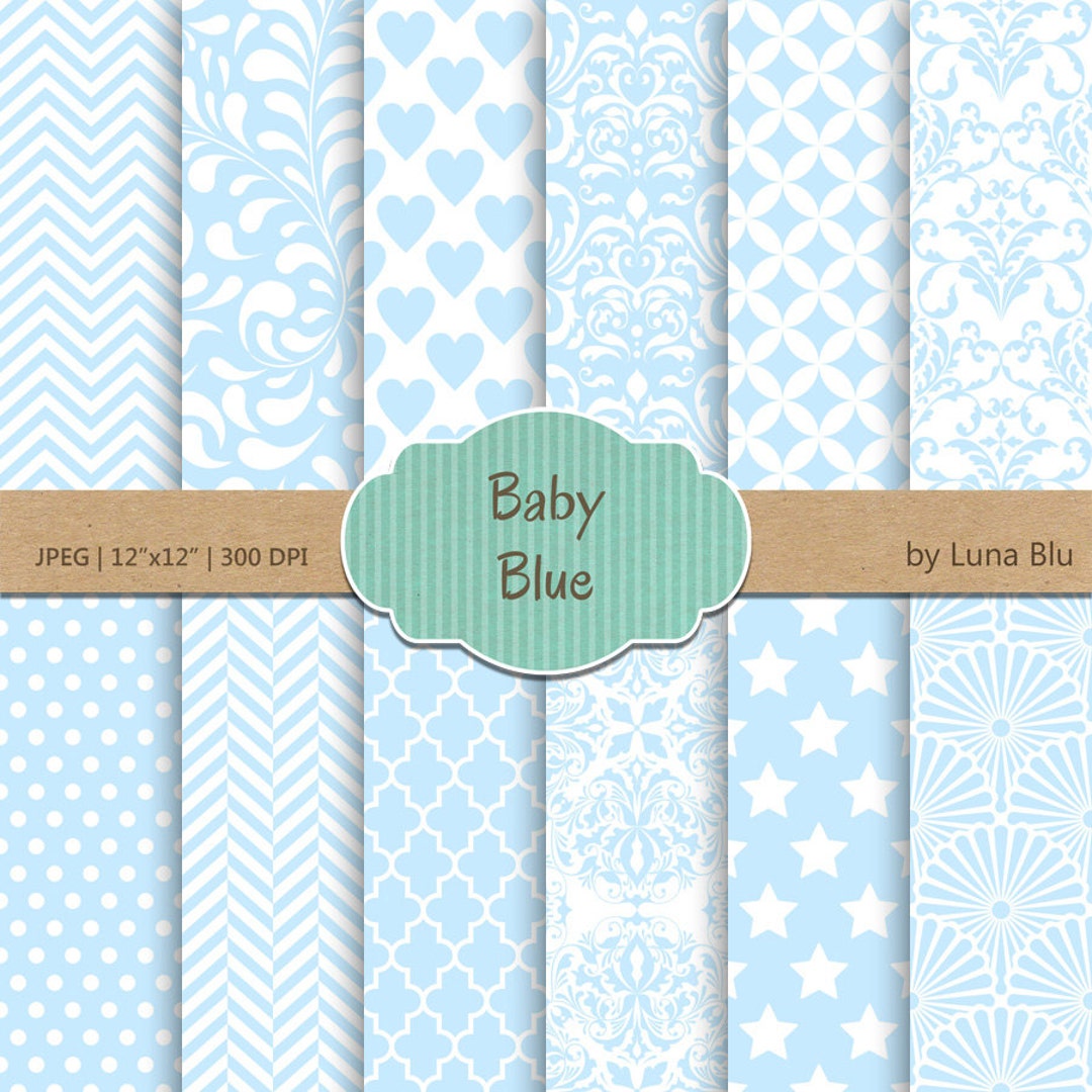 Baby Blue Digital Paper: "baby Blue Patterns" Soft Blue, Light Blue ...