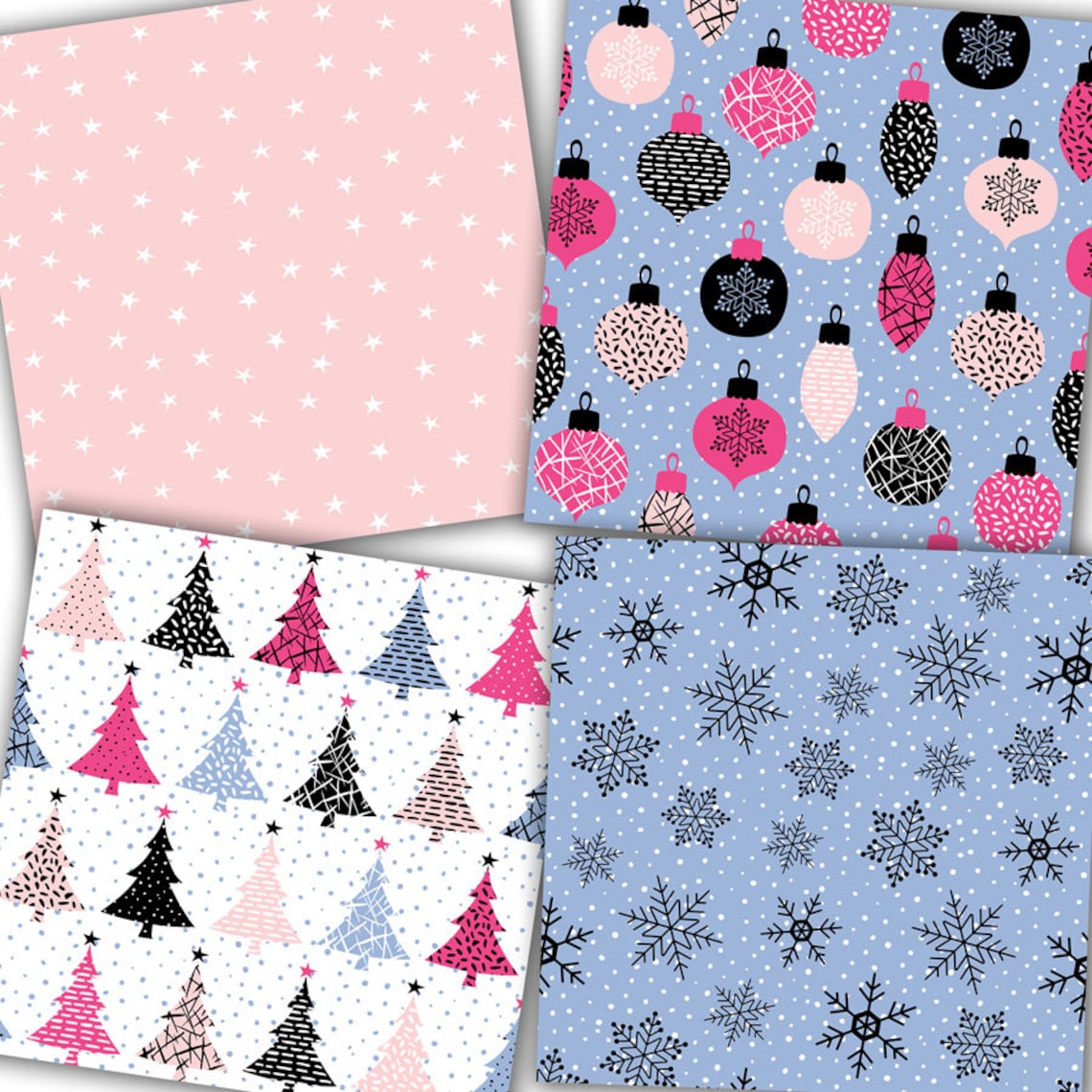 Christmas digital paper pack modern xmas backgrounds digital | Etsy