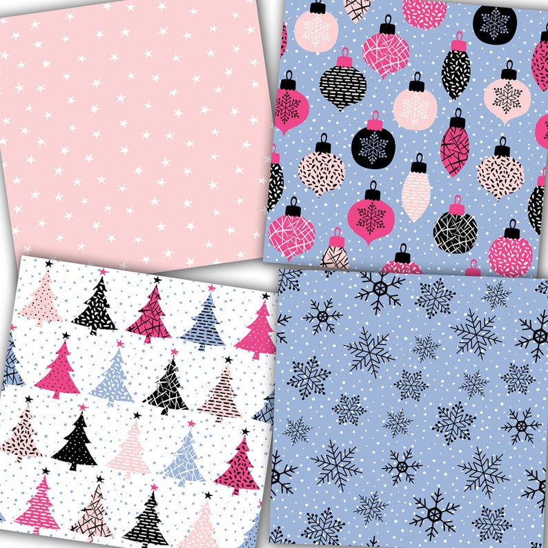 Christmas digital paper pack modern xmas backgrounds digital | Etsy
