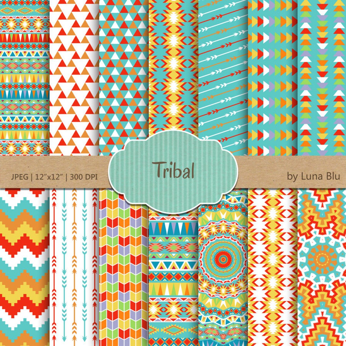Tribal Digital Paper: Tribal Patterns With - Etsy